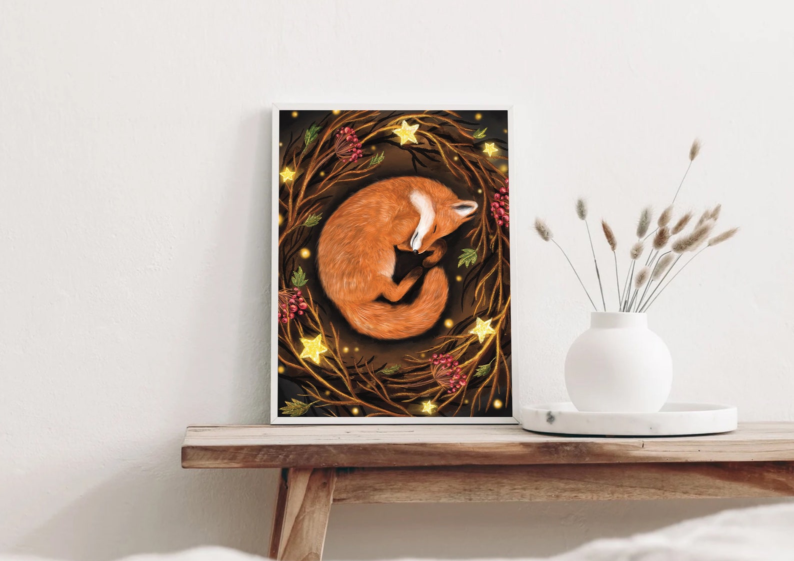 A4 A5 Sleeping Fox Art Print Fantasy Art Poster Enchanted - Etsy UK