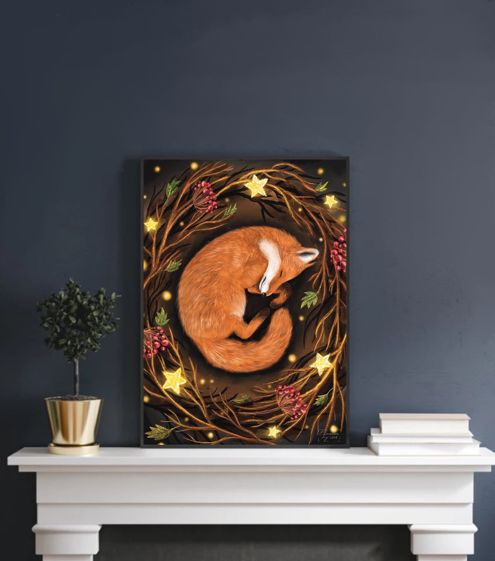 A4 A5 Sleeping Fox Art Print Fantasy Art Poster Enchanted - Etsy UK