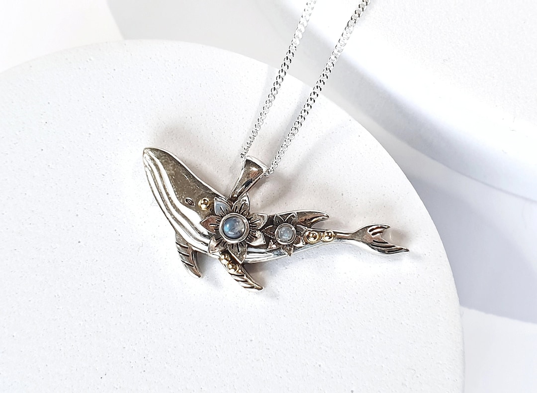 Whale Pendant Necklace in 925 Sterling Silver, Dainty Whale Necklace ...
