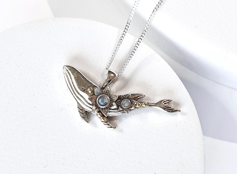 Whale Pendant Necklace in 925 Sterling Silver, Dainty Whale Necklace ...