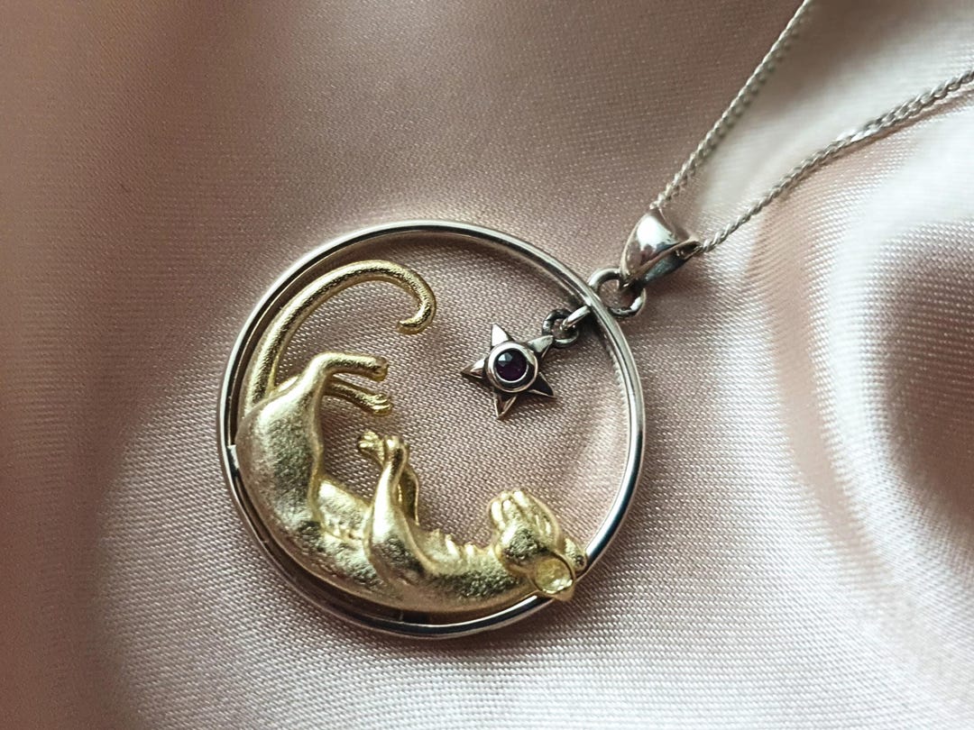 18K Gold and Silver Lioness Pendant - Lion Necklace - Goddess Jewelry ...