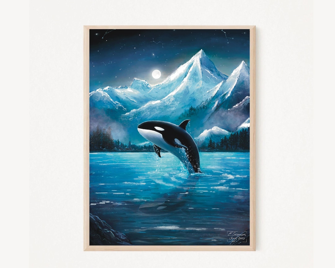 A3 Large Print | Orca Whale Art Print | Whale Nursery Art | Arctic Wall ...