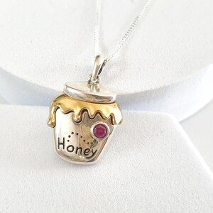 ONE Available! 18k Gold and Silver Honey Jar Pendant - Honey Necklace ...