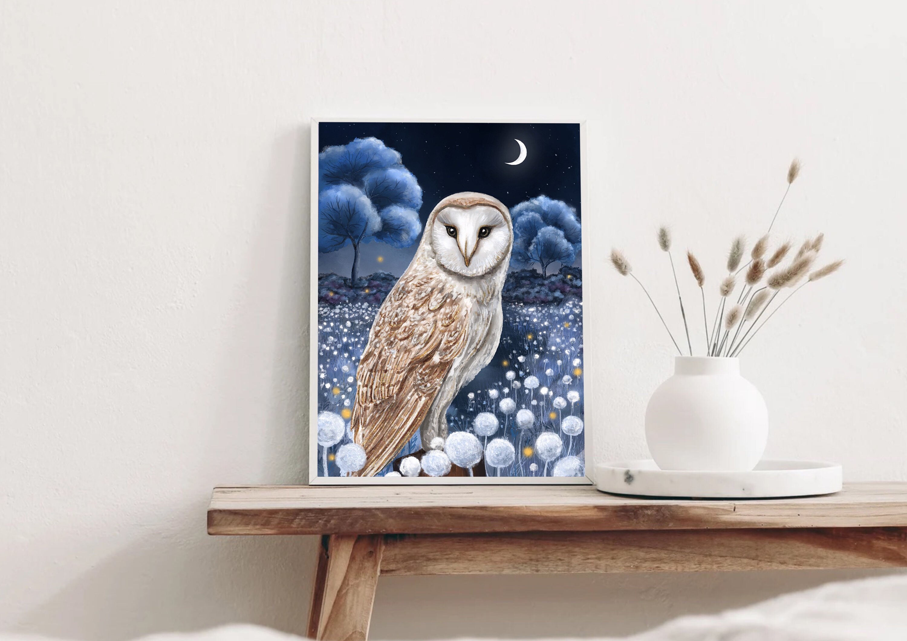 A4 Original Art Print | Spiritual | Spirit Guide Art | Night Owl Print ...