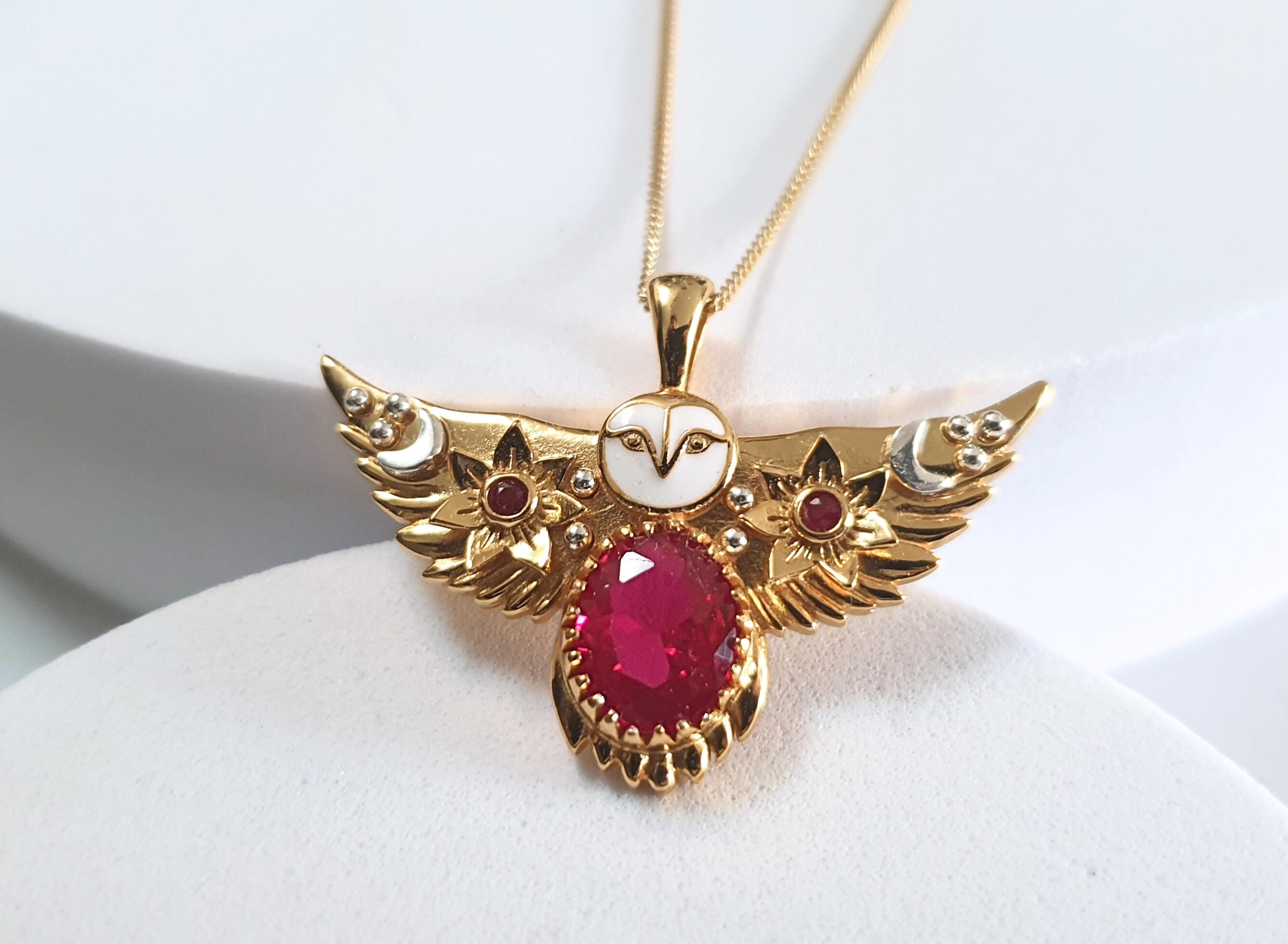 18k Gold Owl Pendant With Amethyst - Natural Amethyst Jewelry -owl ...