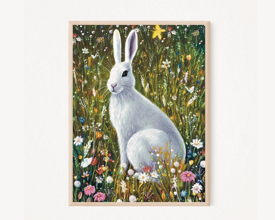 A3 A4 A5 Hare Art Print - Hare Wall Art - Home Decor - Spring Floral ...