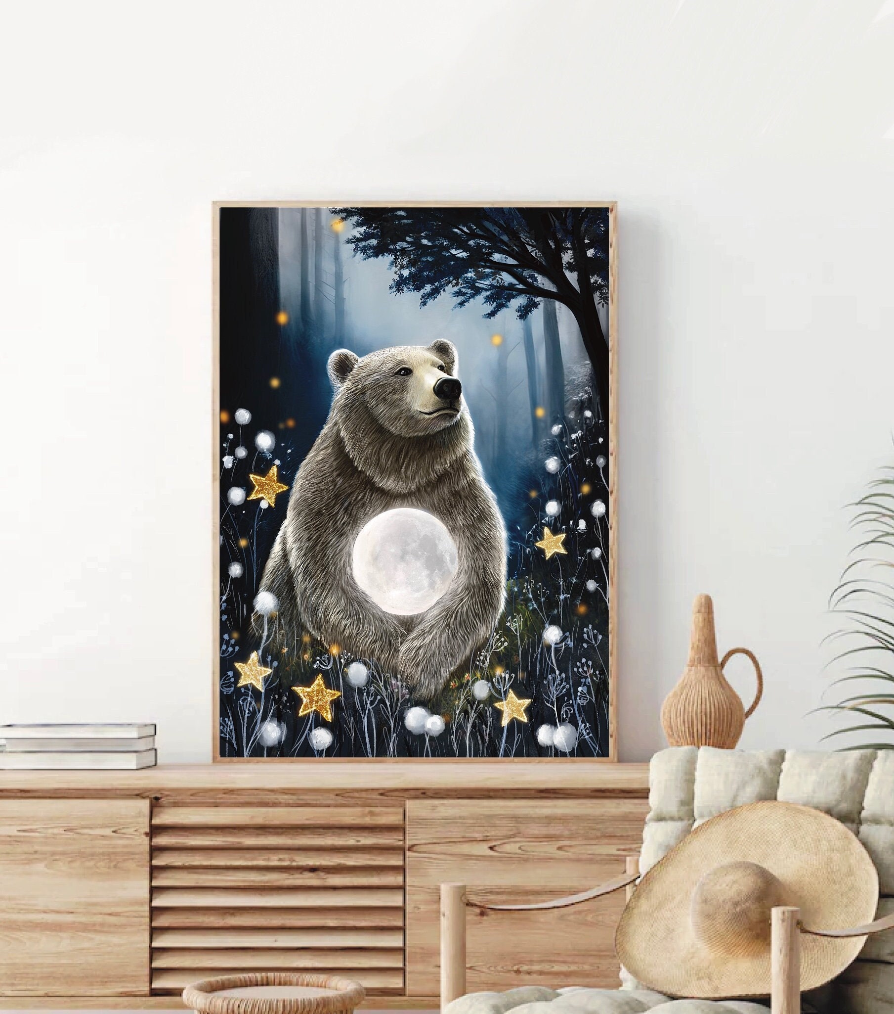 A3 A4 A5 Spiritual Art Print Moon Mother Night Bear - Etsy UK