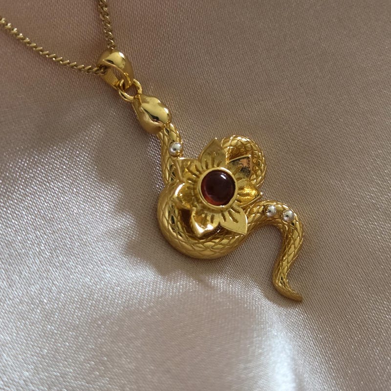 Snake and Moonstone Necklace - Etsy UK