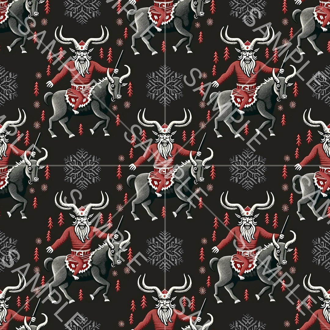 Krampus Seamless Christmas Pattern - Tileable Image + Photoshop Pattern ...