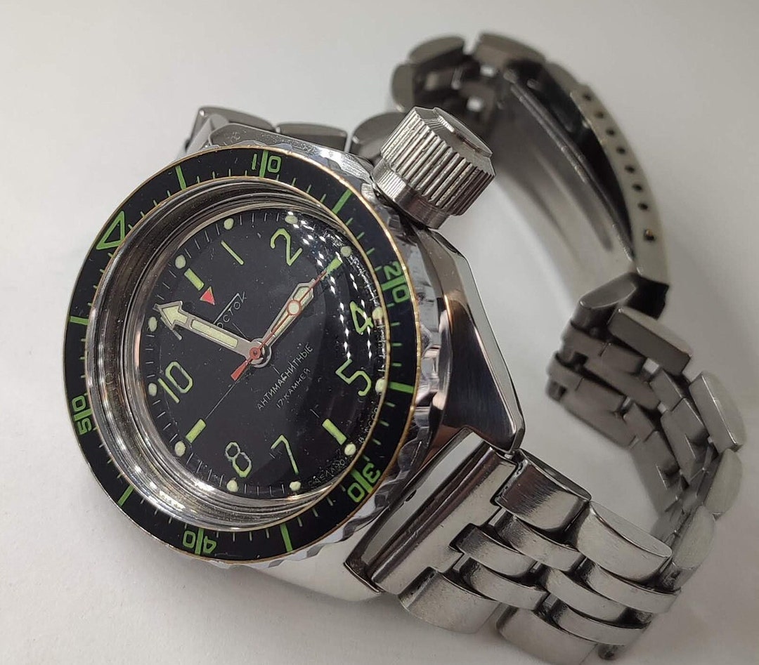 Vintage Vostok Watch Amphibian Black Dial Custom 2409А - Etsy