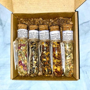 Herbal Tea Lovers Sampler Gift Box Set-5 Loose Leaf Handcrafted ...