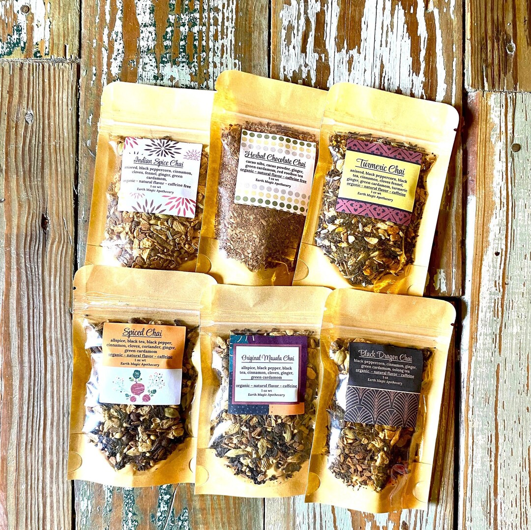 6 Sampler Gift Chai Pack Set Tea Infuser Organic Spice Chai Blends - Etsy