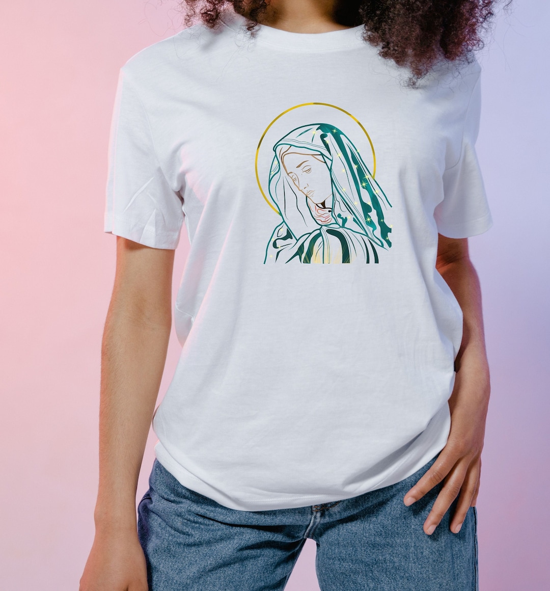 Virgin Mary Shirt Our Lady of Guadalupe Catholic Shirts Marian Design ...