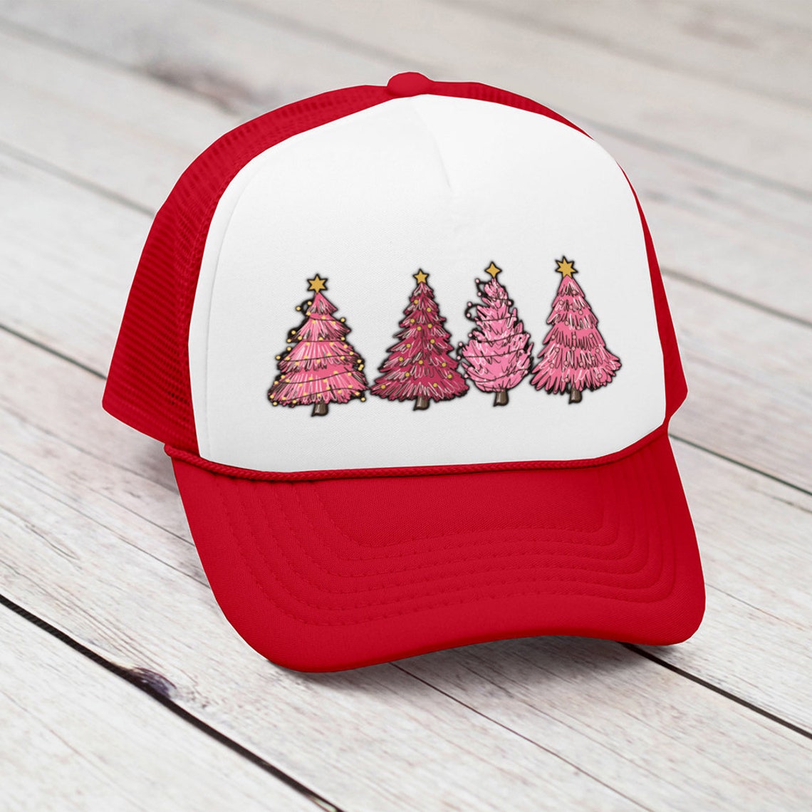 Christmas Trees Hat, Christmas Trucker Hat, Holiday Trucker Cap ...