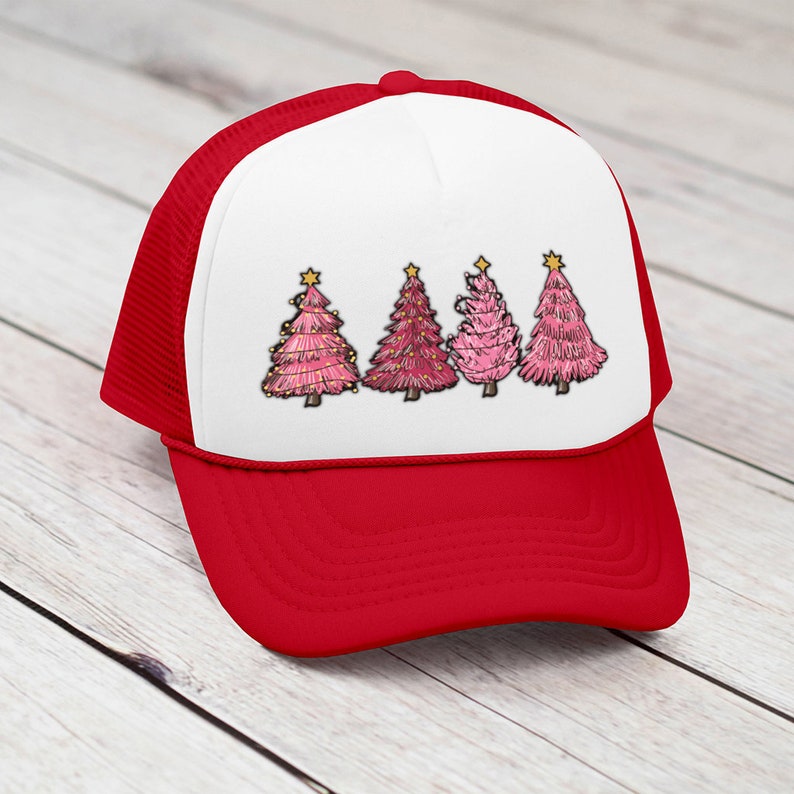 Christmas Trees Hat, Christmas Trucker Hat, Holiday Trucker Cap ...