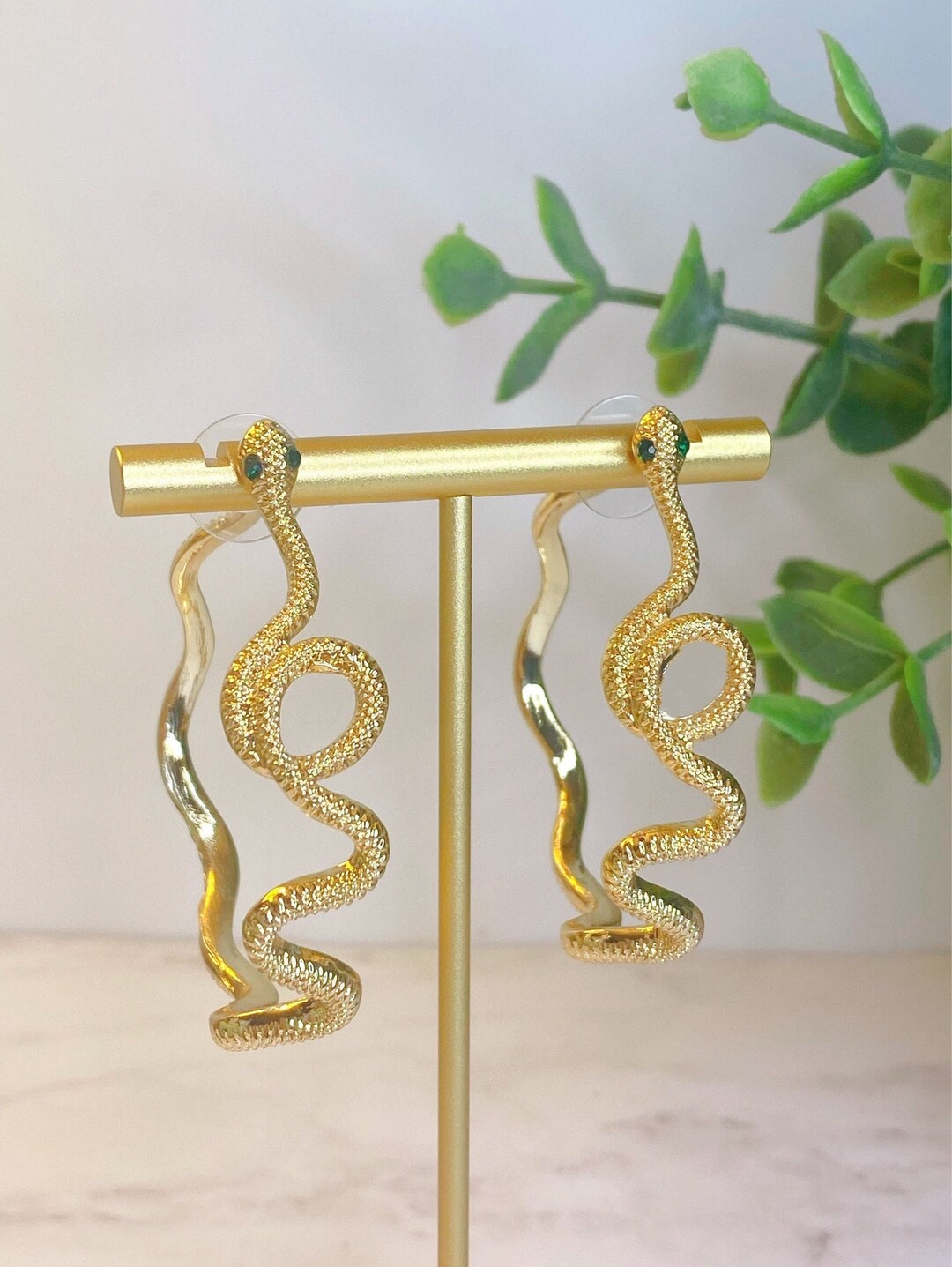 Snake Hoop Earrings / Serpent Hoop Earrings / Gold Plated Snake Shape ...