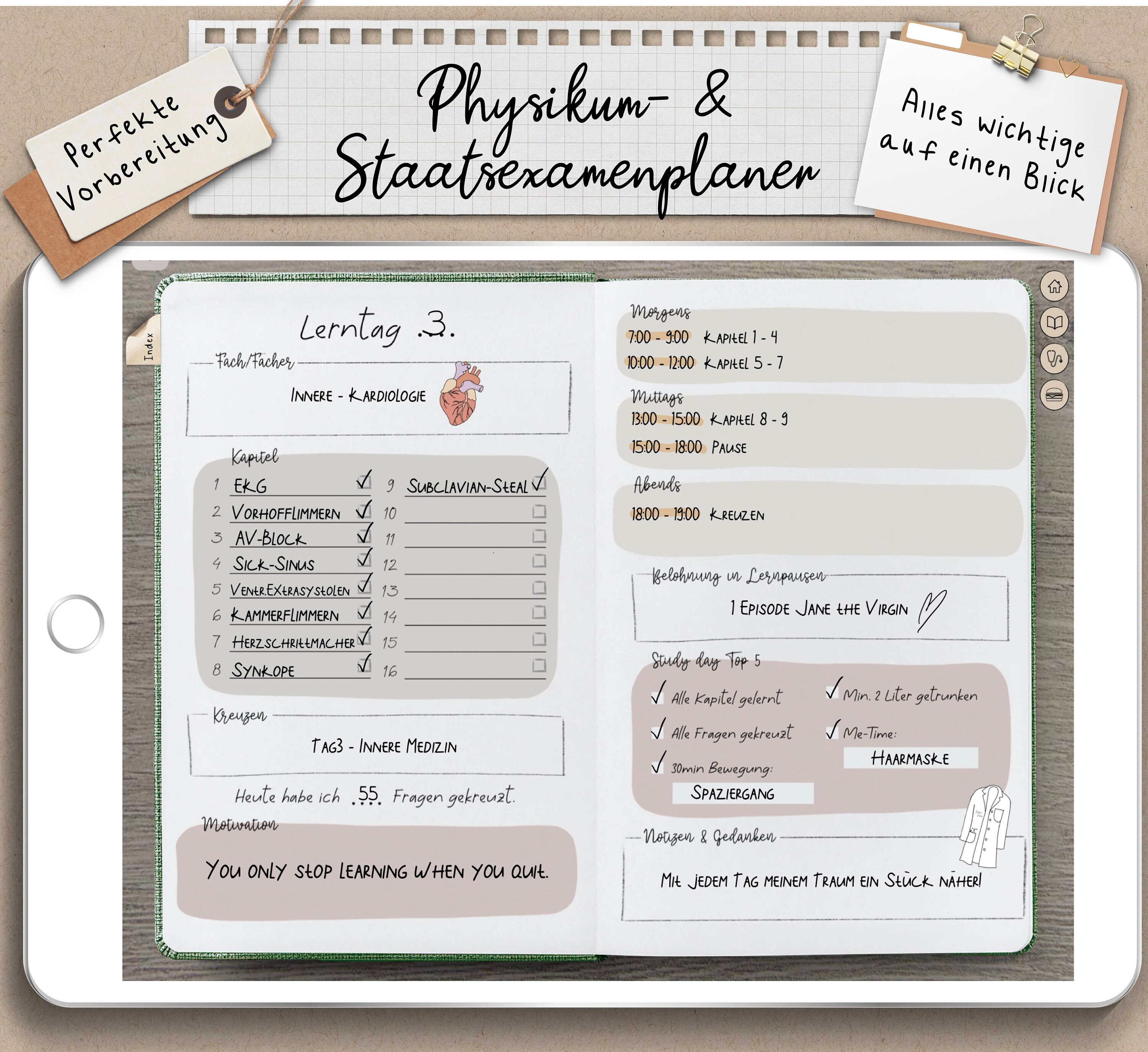 Physikumlernplan | Staatsexamenlernplan | Planer Erweiterung | Digitaler Lernplan | Lernplan ...