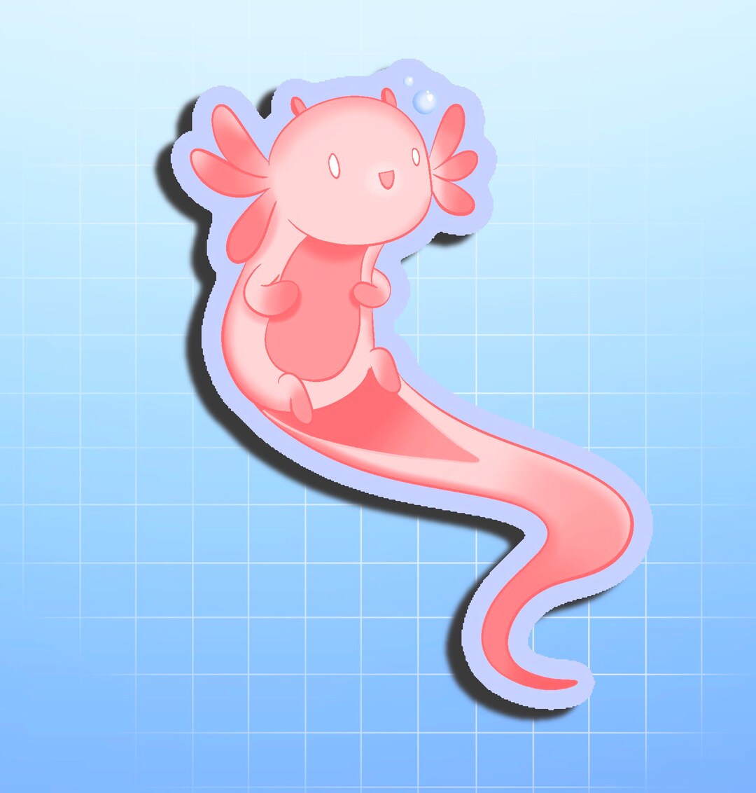 Cute Axolotl Sticker | Pebbles the Axolotl Vinyl Sticker | Laptop ...