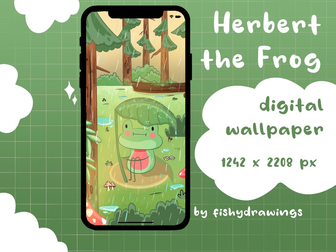 Digital Frog Wallpaper | Herbert the Frog in the Rain | Frogcore ...