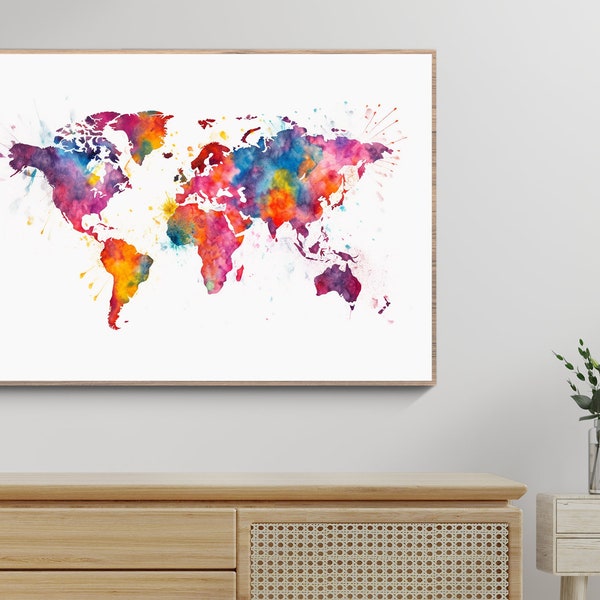 World Map Wall Art - Etsy
