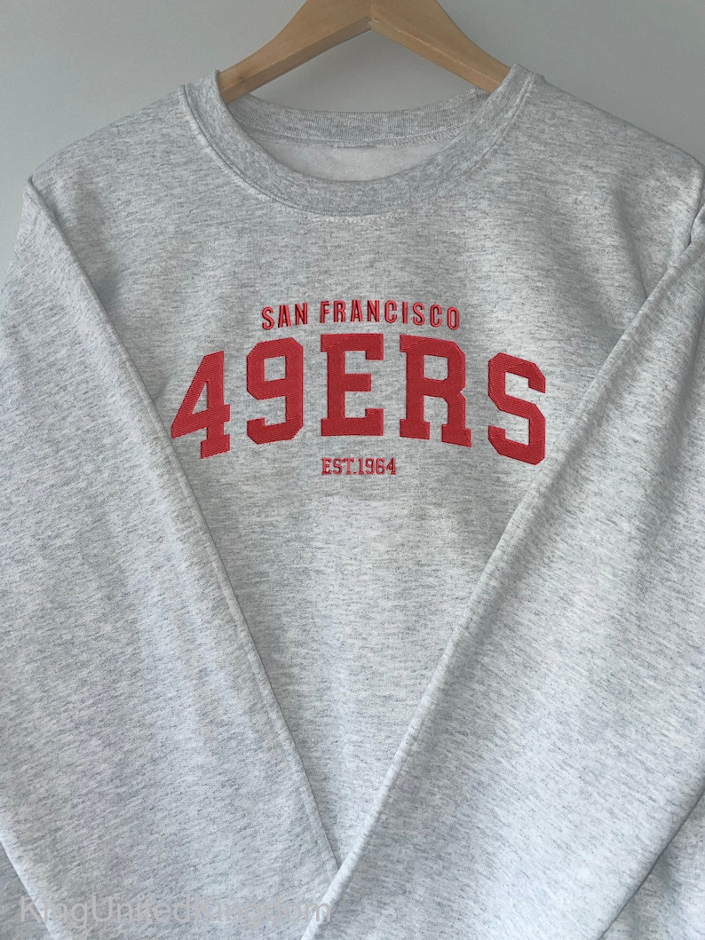 49ers Embroidered Sweatshirt SF Football Crewneck Retro Niners Shirt ...