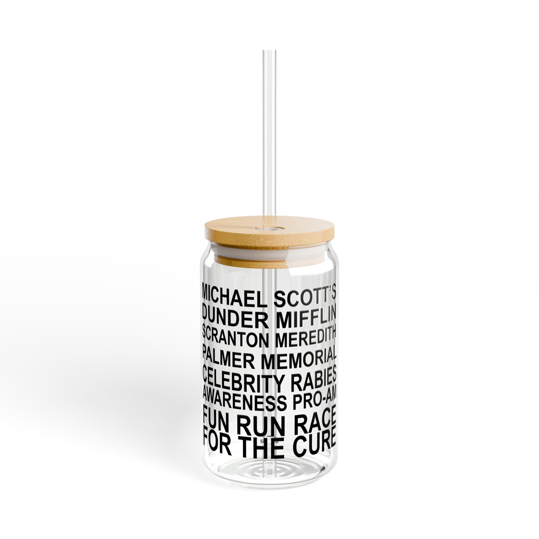 Dunder Mifflin Race for the Cure 16oz Glass Can, Glass Cup With Straw, Libby Cup, Libbey Cup ...