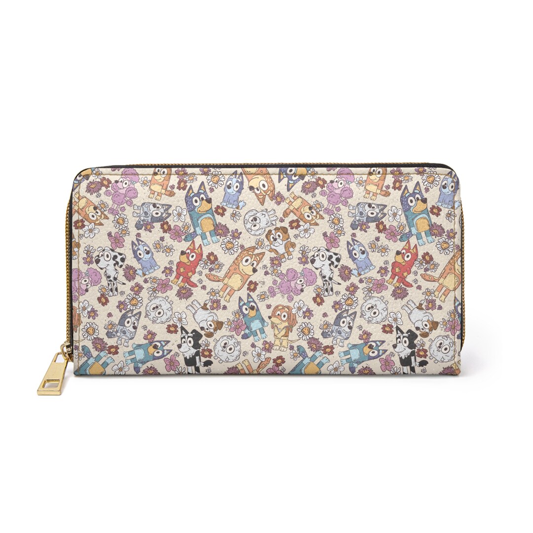 Boho Floral Dogs PU Leather Zipper Wallet, Credit Card Holder, Money ...