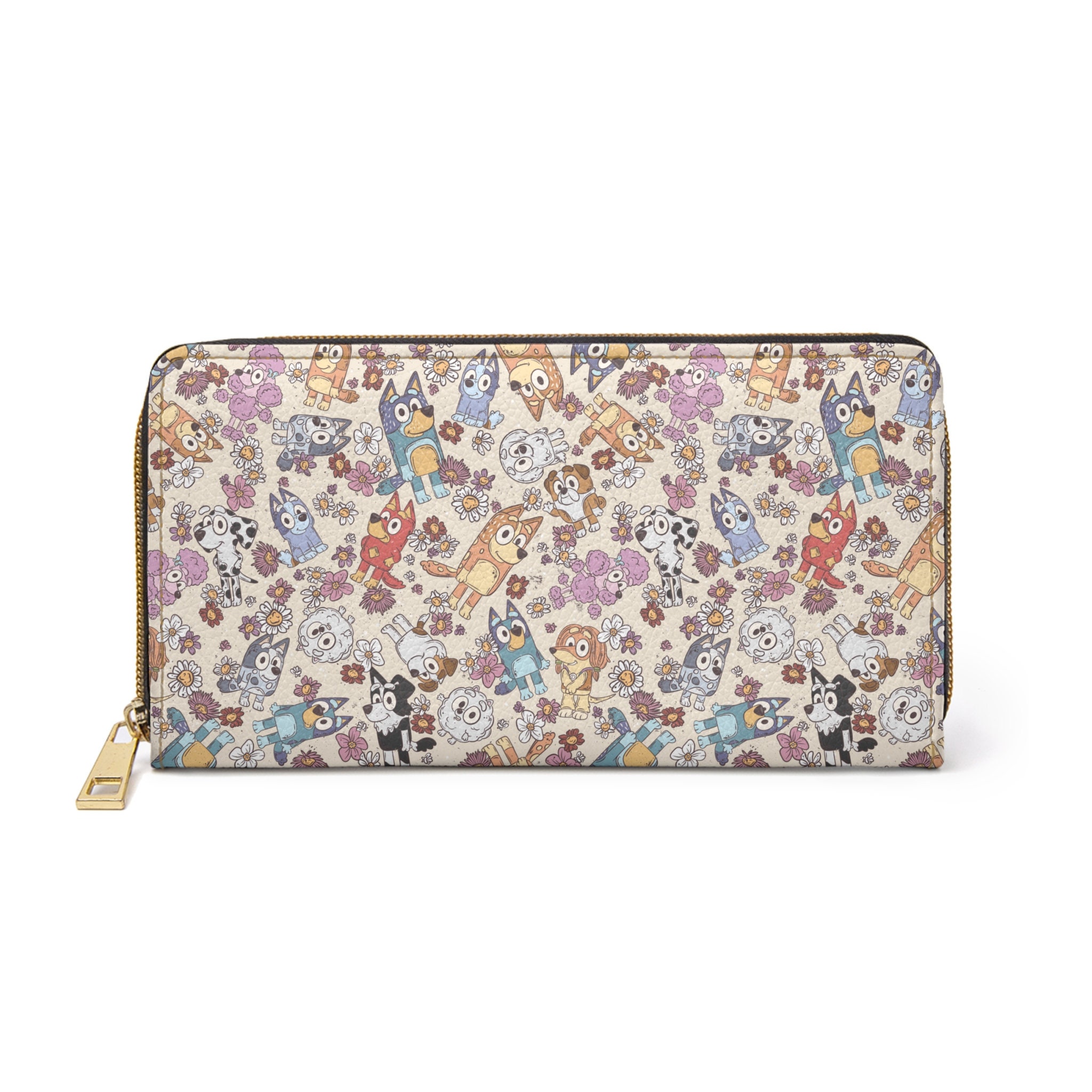 Boho Floral Dogs PU Leather Zipper Wallet, Credit Card Holder, Money ...