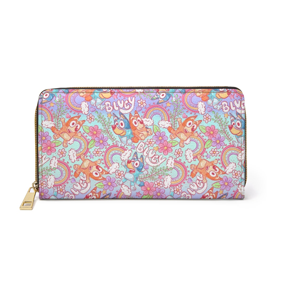 Floral Rainbow Dogs PU Leather Zipper Wallet, Credit Card Holder, Money ...