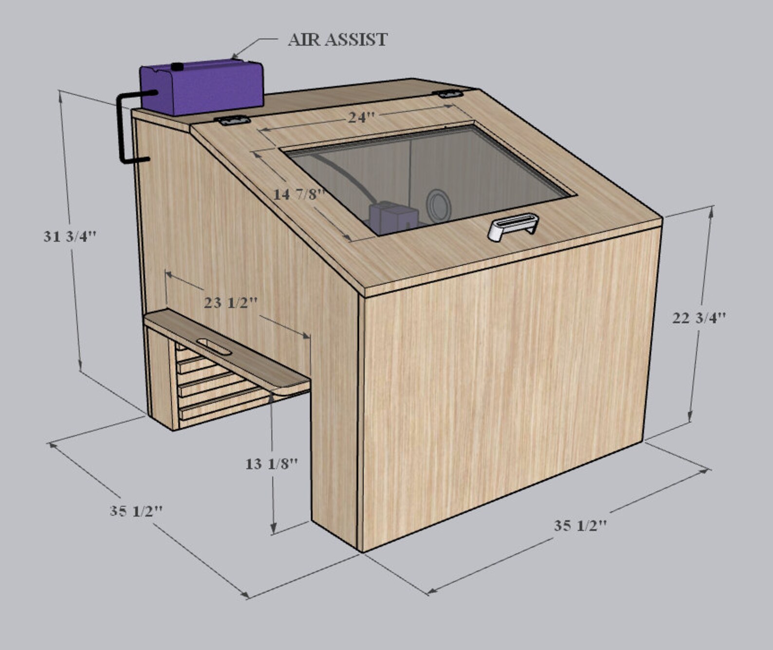 Custom Laser Enclosure Plans Fits up to 32 X 32 Machines Easy Adjusting ...