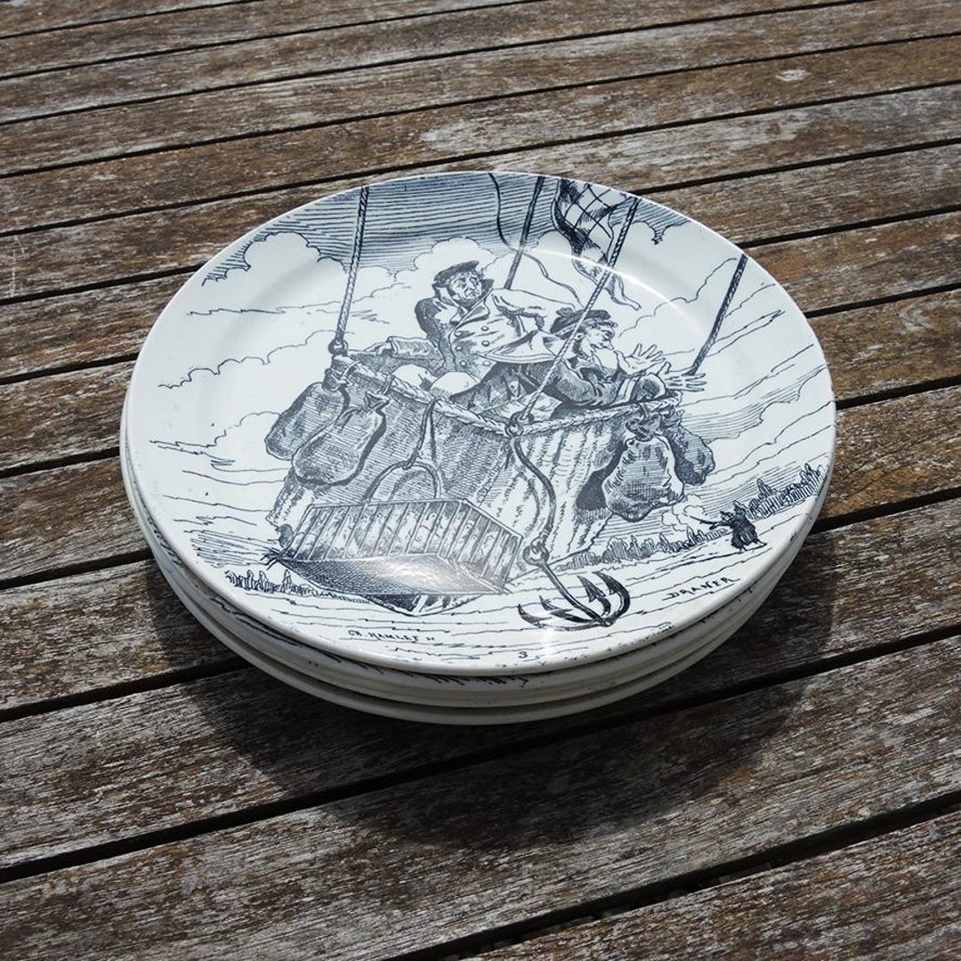 5 Vintage French Creil & Montereau Talking Plates : Paris Under Siege ...