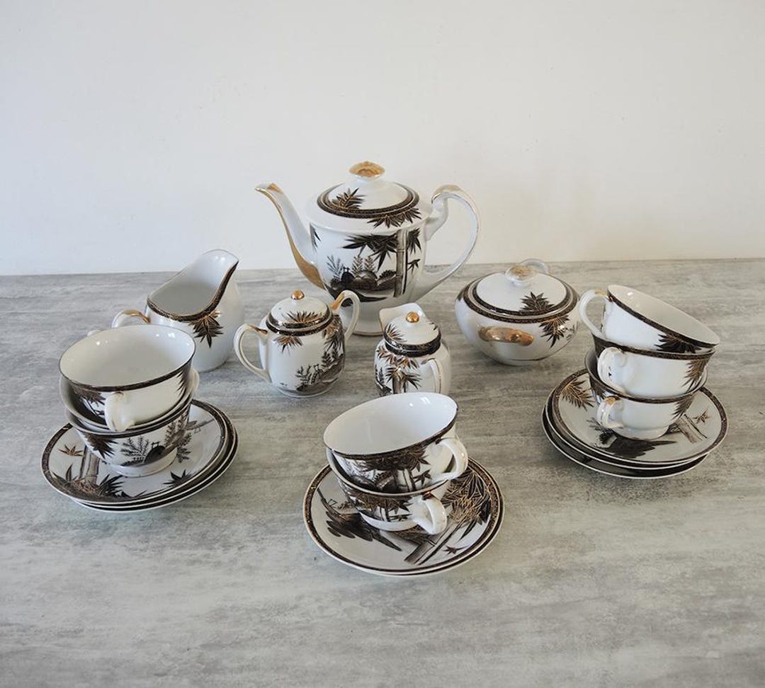 Antique Japanese Hayasi Kutani Tea Set - Etsy