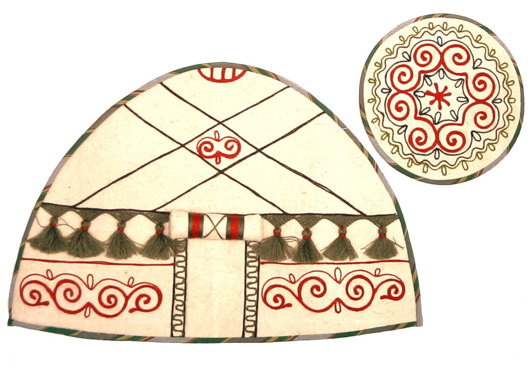 Yurt Tea Cosy & Assorted Doily in Natural Felt - Etsy