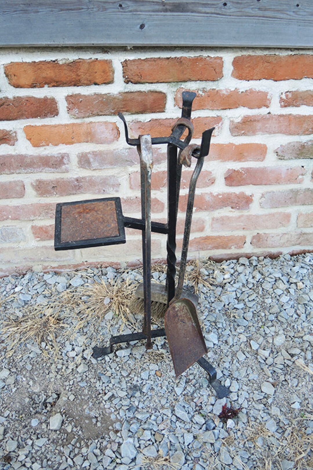 Antique French 3-tool Fireplace Set With Plant Holder - Etsy