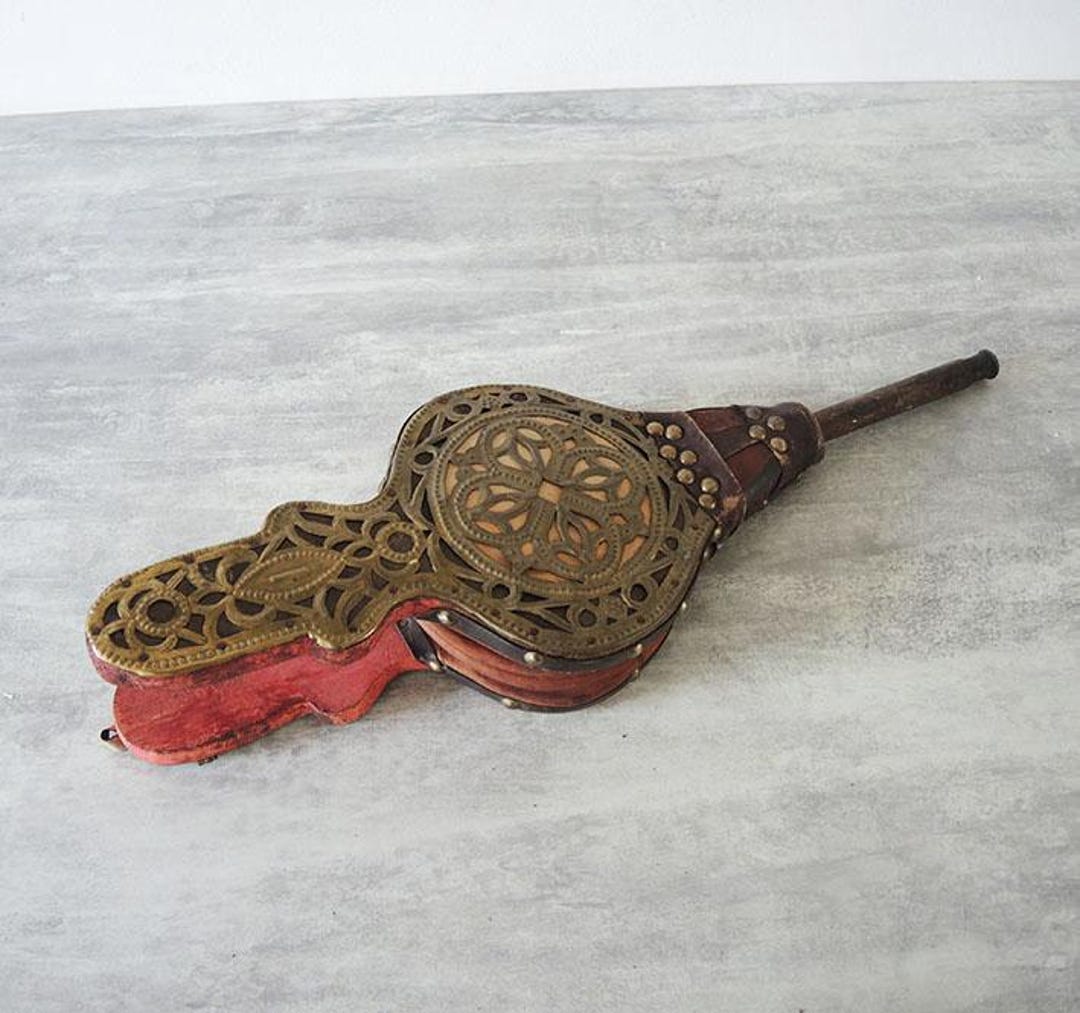 Antique Moroccan Wood & Brass Chimney Bellows - Etsy
