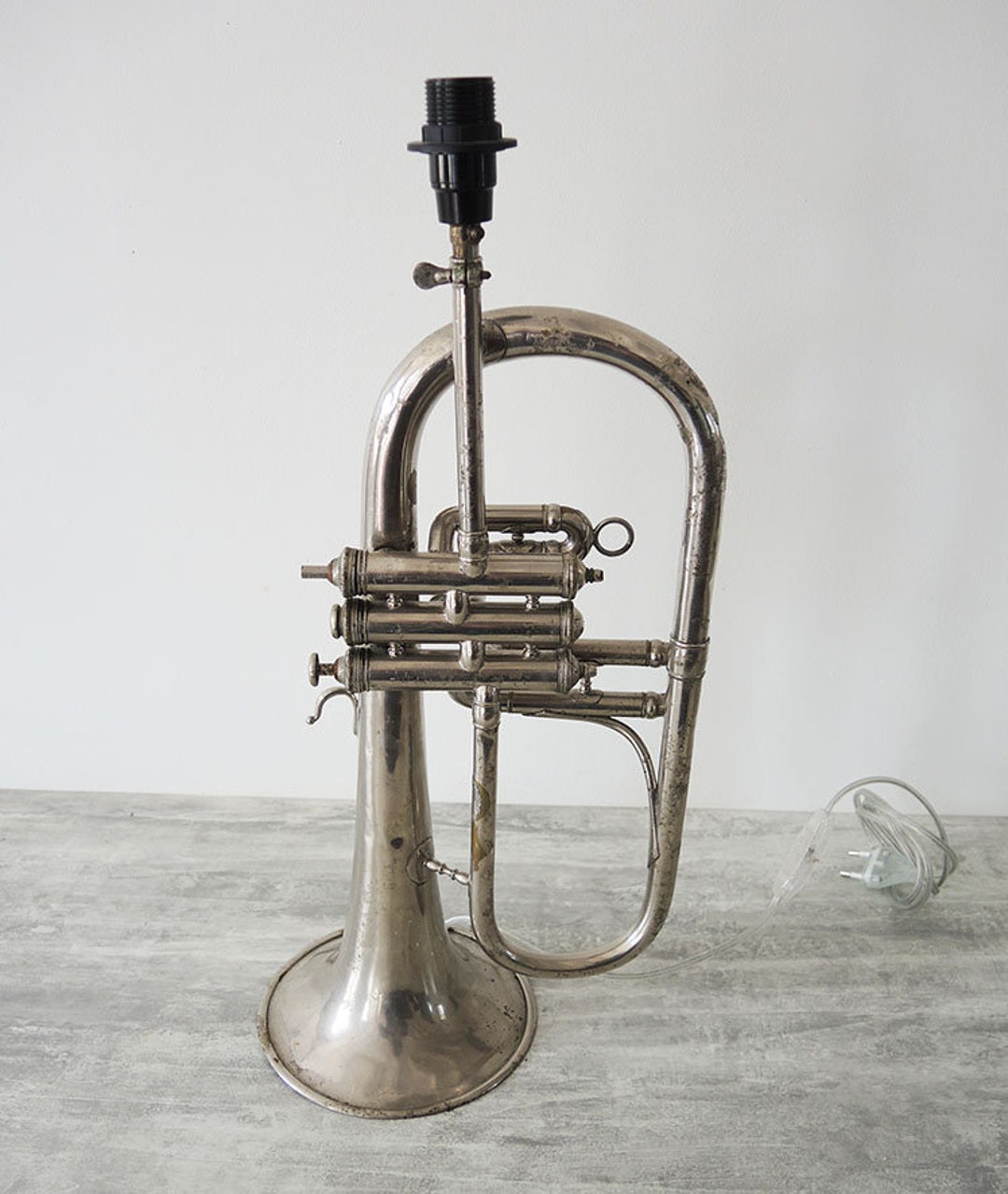 Antique French Silver Metal Bugle Lamp - Etsy