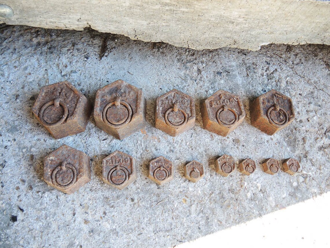 13 Antique French Cast Iron Weights for Scales - Etsy