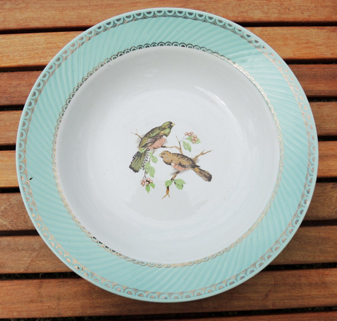 Antique French BADONVILLER Ceramic Soup Bowl With Bird Motif - Etsy