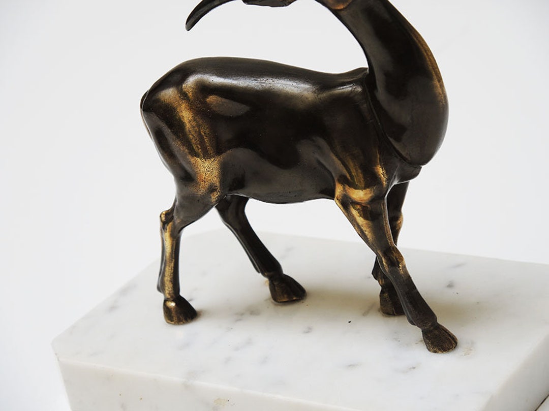 Antique Art Deco Marble Antelope Statuette - Etsy