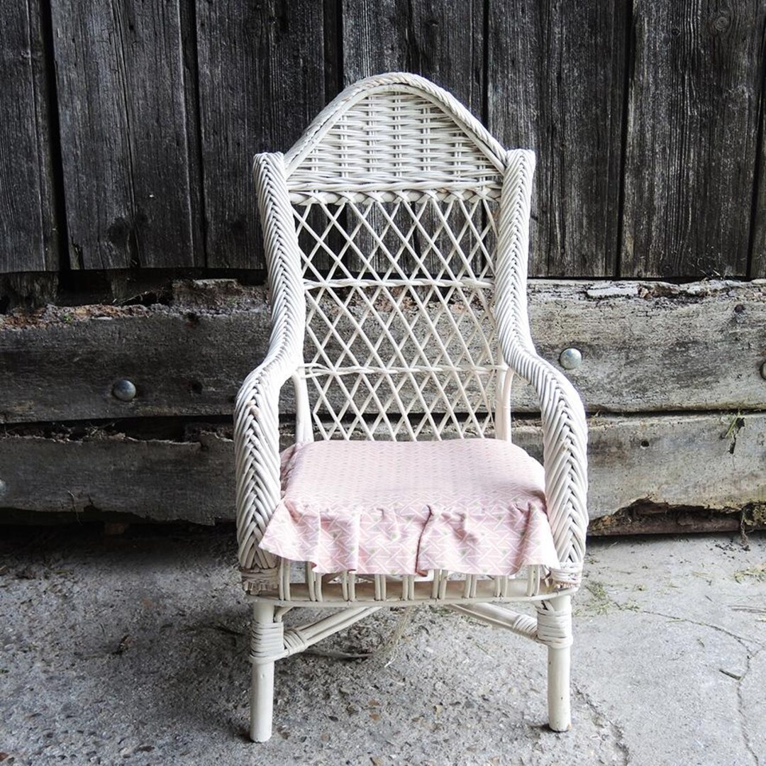 Antique French White Wicker Kid's Armchair - Etsy