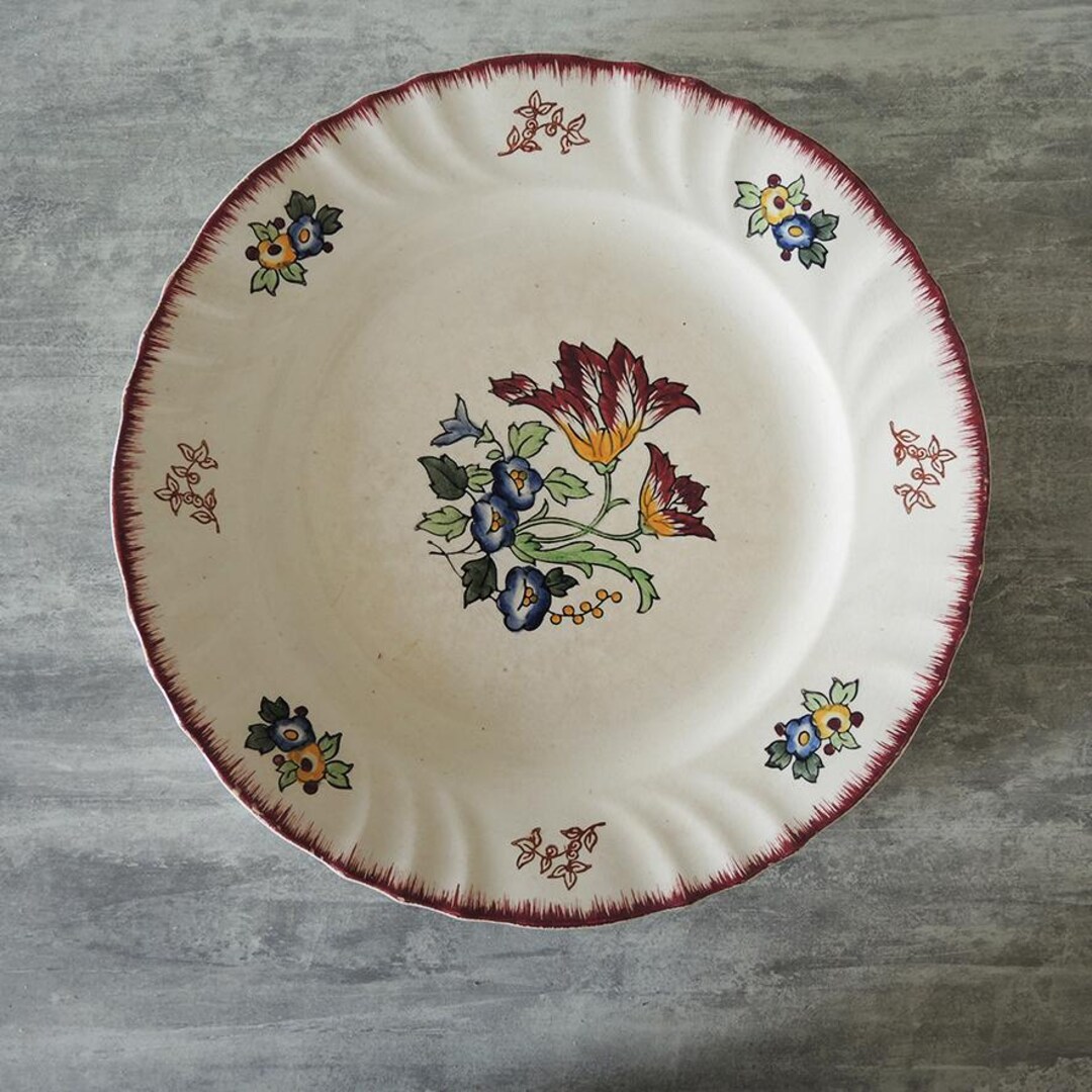 Large Round Vintage French Longwy “marseille” Earthenware Dish - Etsy