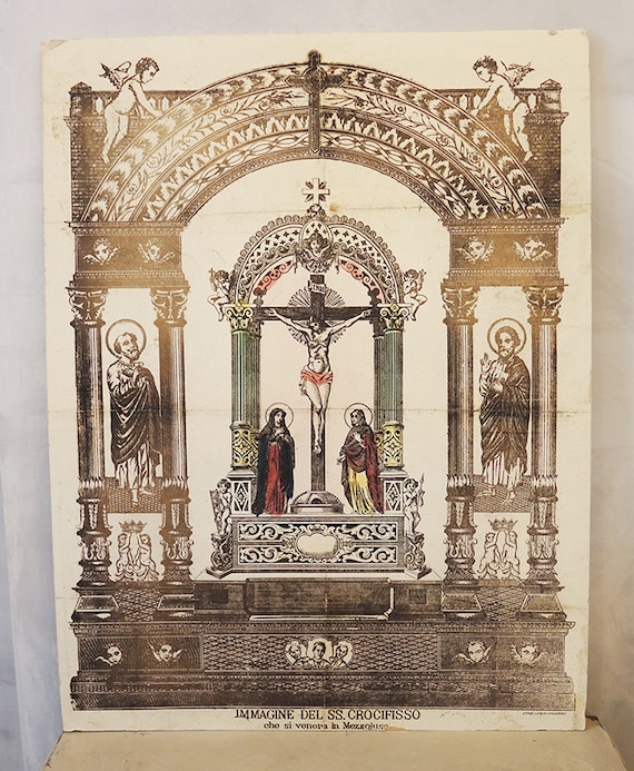 Antique Italian Print: the Crucifixion | Etsy