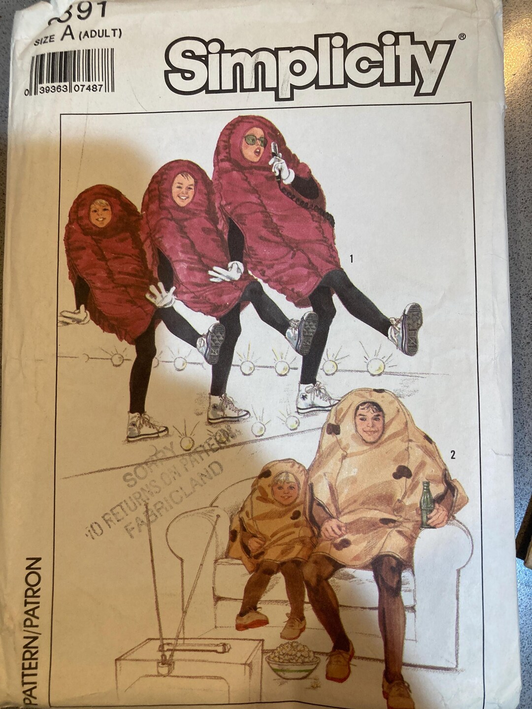 Simplicity 8891. Size A. Raisin and Potato Costumes. 80s. Uncut Pattern ...