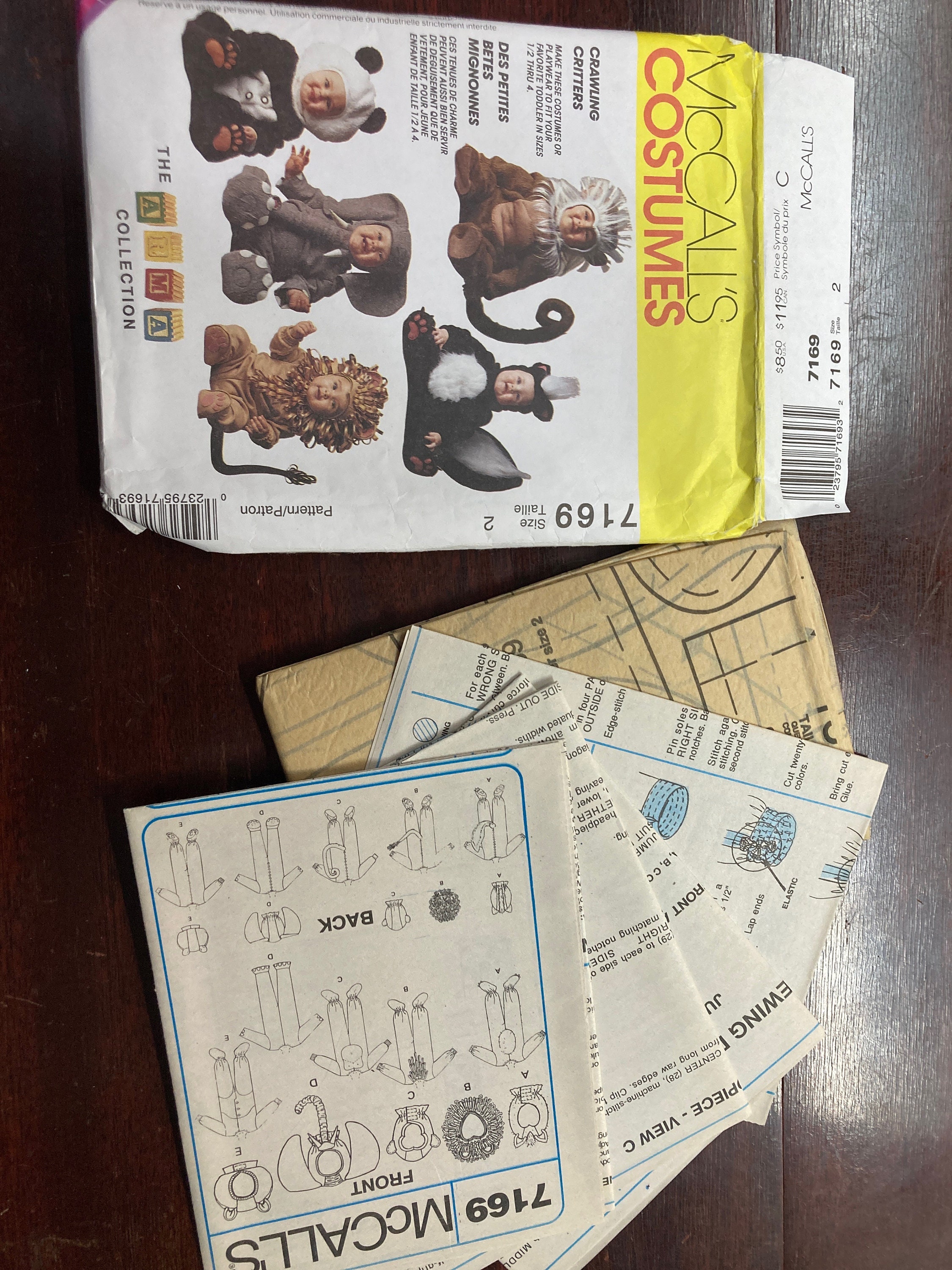 Mccalls 7169. Crawling Critters Costumes. Size 2. Uncut Pattern. - Etsy