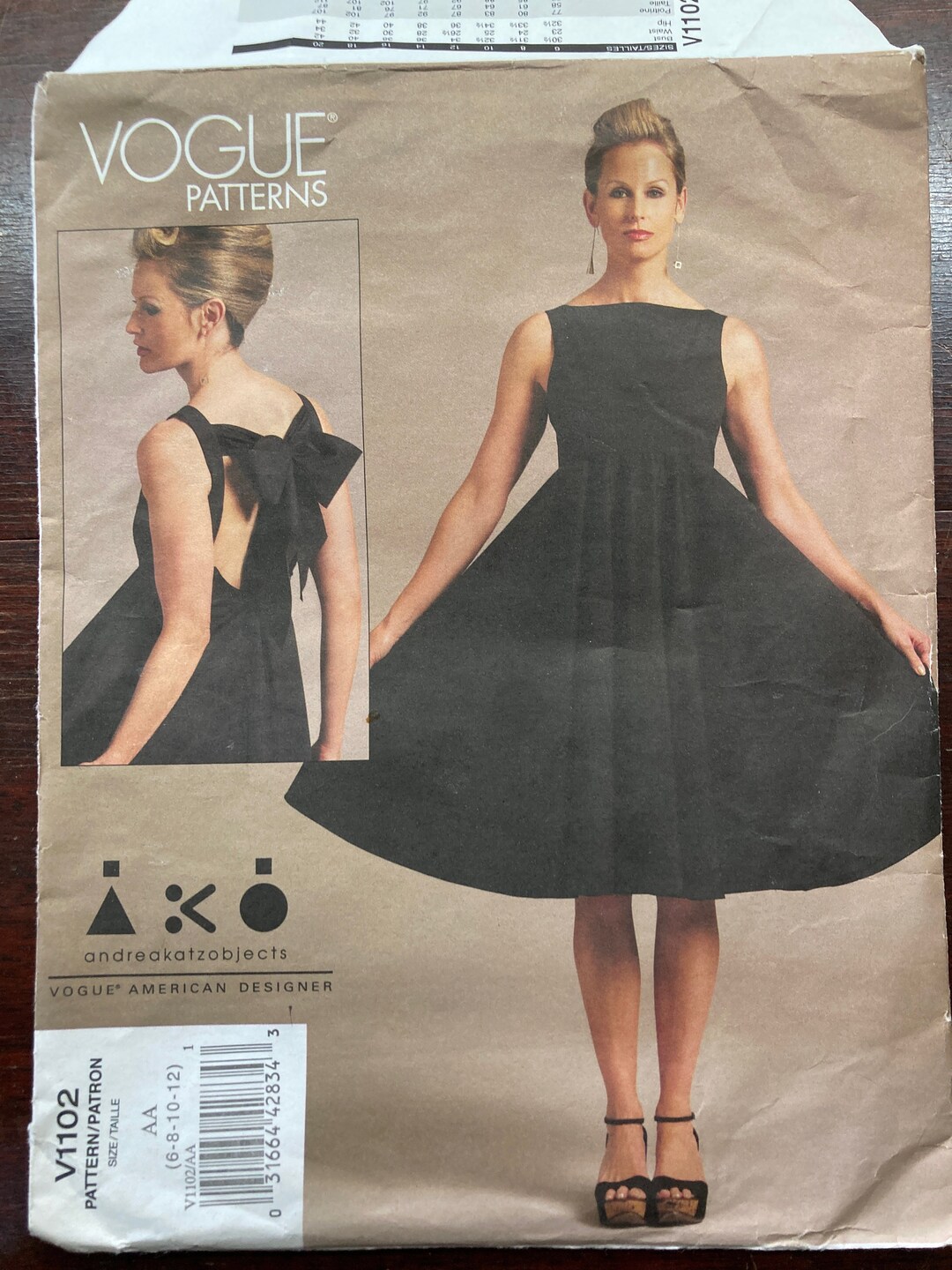 Vogue V1102 Size AA. American Designer. Andrea Katz. Uncut Pattern. - Etsy