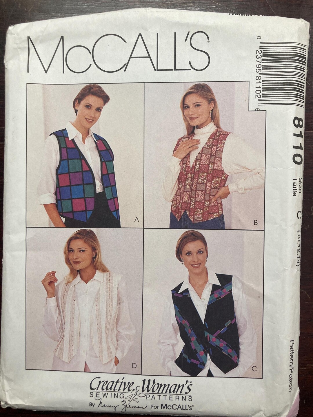 Mccall’s 8110. 90s Vests. Size 10-12-14. Uncut Pattern. - Etsy