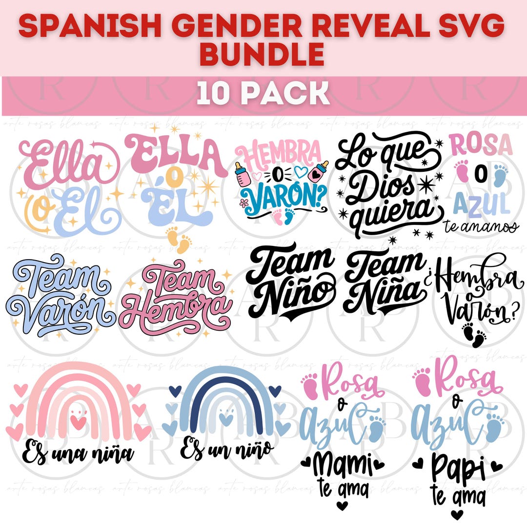 Spanish Gender Reveal Svg Bundle | Relevacion De Genero Svg | Spanish ...