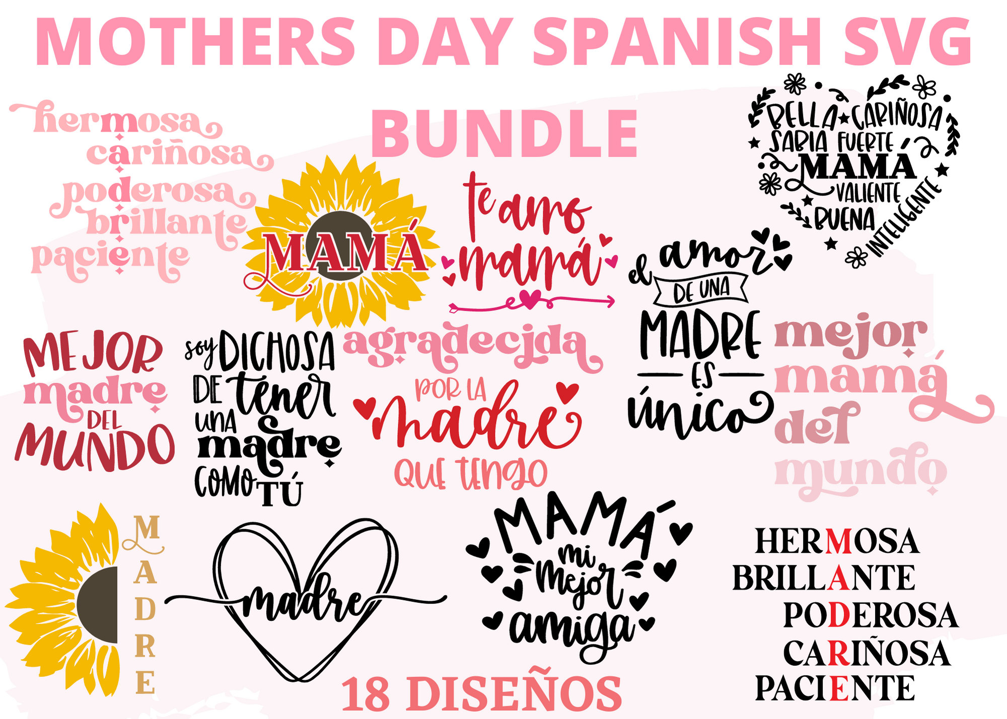Feliz Dia de las Madres SVG Bundle / Spanish SVG Bundle / - Etsy México