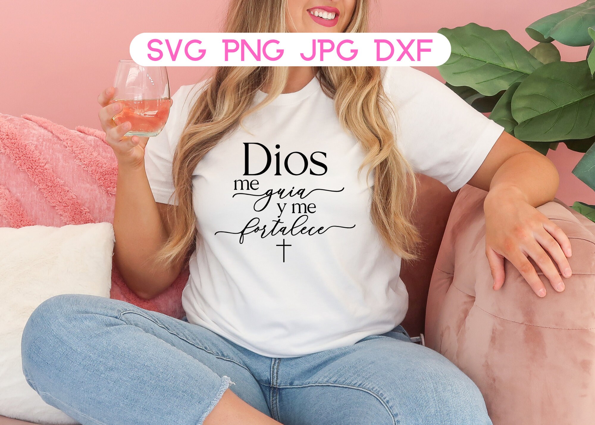 Dios Me Guia Y Me Fortalece Svg | Spanish Svg | Png Cristiano | Frases ...