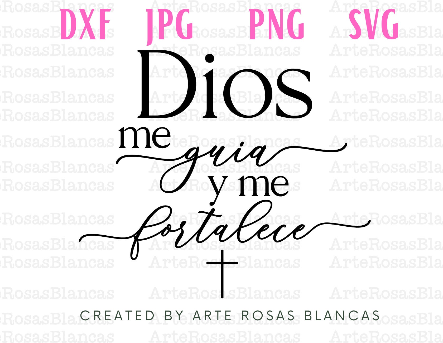 Dios Me Guia Y Me Fortalece Svg | Spanish Svg | Png Cristiano | Frases ...